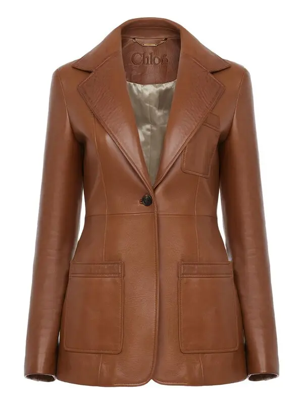 Chloé Tailored Leather Jacket - Brown