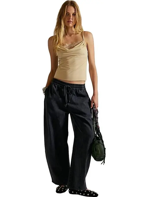 Free People Lex Pull-on Barrel Pants - Washed Black