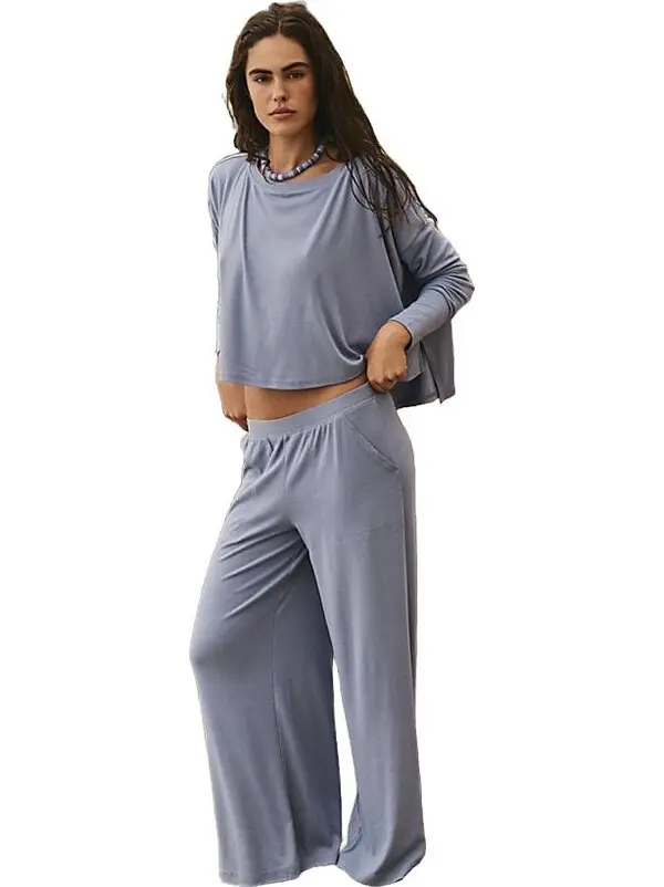 Free People Long Pant Set - Blue Suede