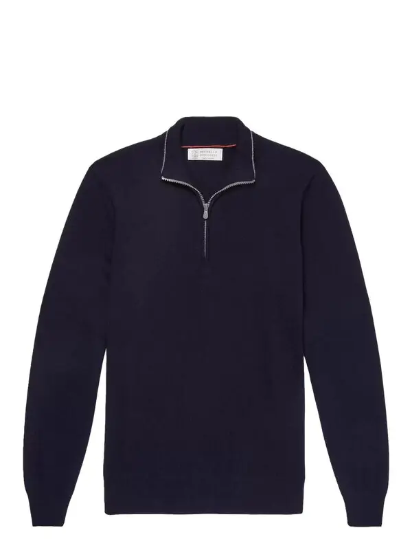 Brunello Cucinelli Cashmere Half-zip Sweater - Blue