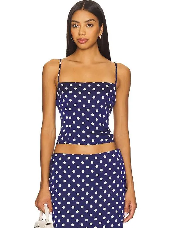 MORE TO COME Annie Cami Top Polka Dot - Navy