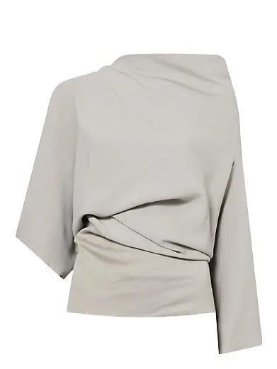 Rick Owens Cylinder Cowl-neck Woven Top - Pearl