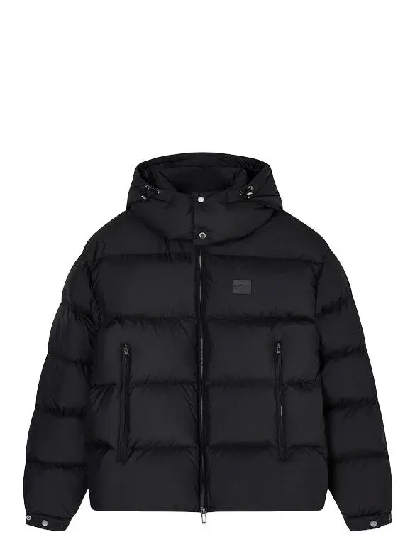 Emporio Armani Water-repellent Ripstop Nylon Down Jacket - Black