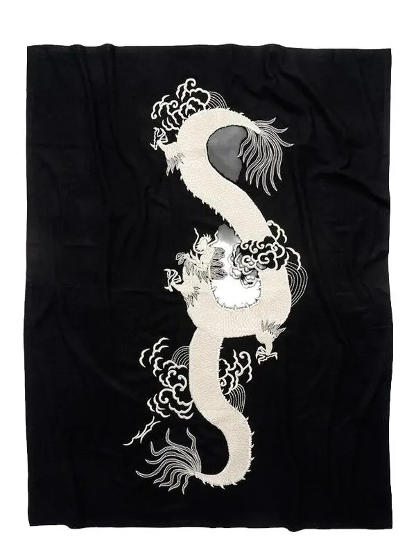 Natori Dragon Embroidery Throw - Black