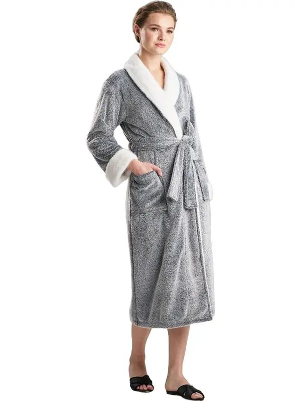 Natori Frosted Cashmere Fleece Robe - Black