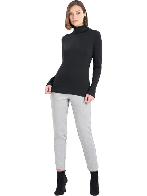 Natori Layering Jersey Turtleneck Top - Black