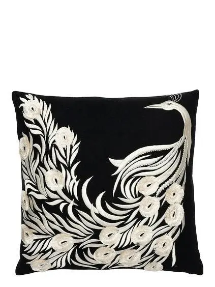 Natori Mayon Peacock Embroidery Pillow Case - Black