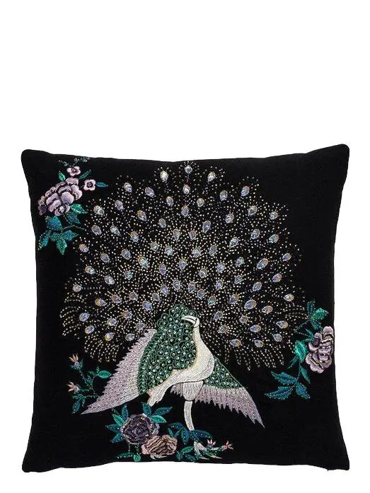 Natori Mayon Beaded Peacock Pillow Case - Black