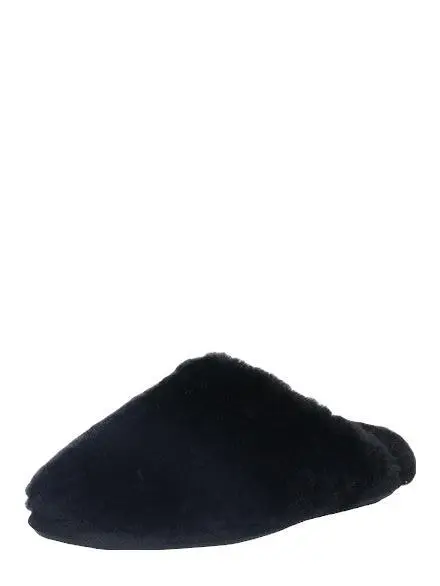 Natori Bliss Genuine Shearling Slides - Black
