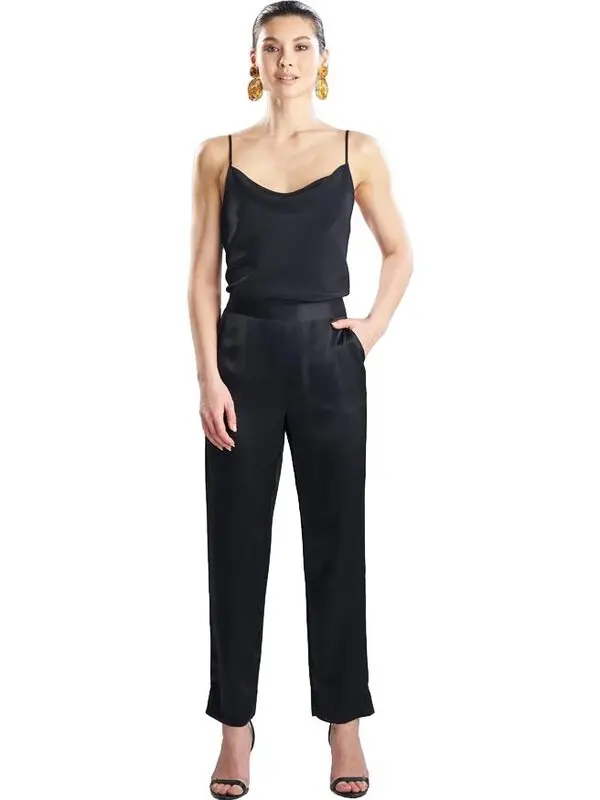Natori Key Essentials Silk Straight-leg Pants - Black