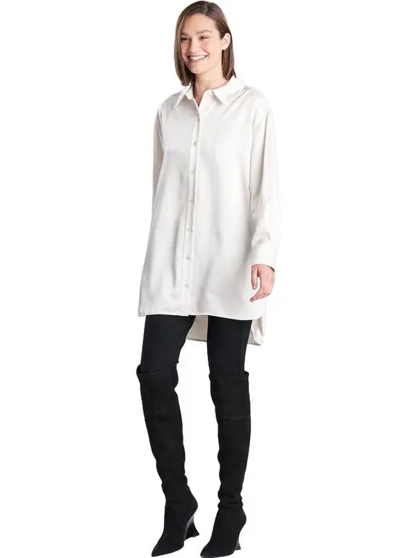Natori Luxe Charmeuse Shirt - White