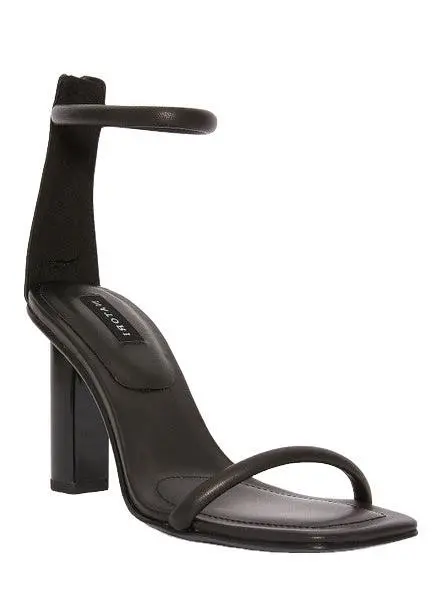 Natori Glow Nappa Leather Block Heel Sandal - Black
