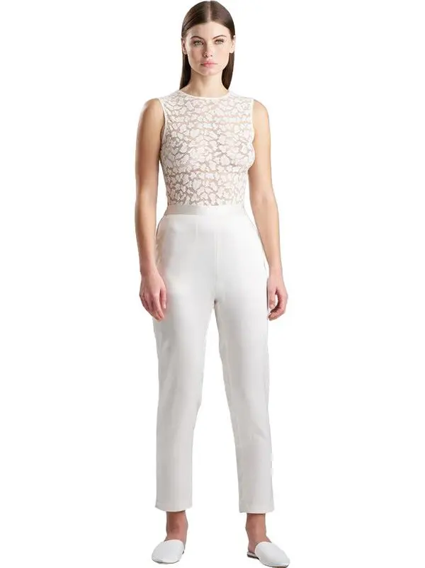 Natori Luxe Charmeuse Pull-on Tapered Pants - White