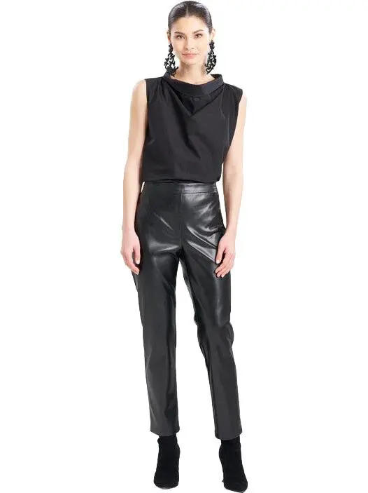 Natori Vegan Luxe Lambskin Ankle Pants - Black