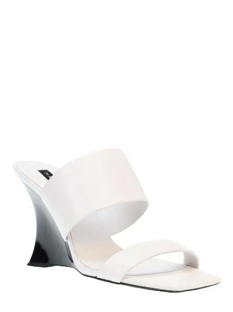 Natori Balli High Wedge Slide Sandals - White