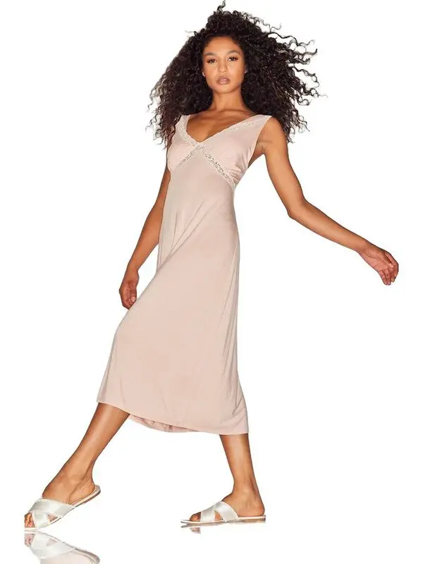 Natori Feathers Essentials Lenzing Ecovero Viscose Slip Dress - Neutral
