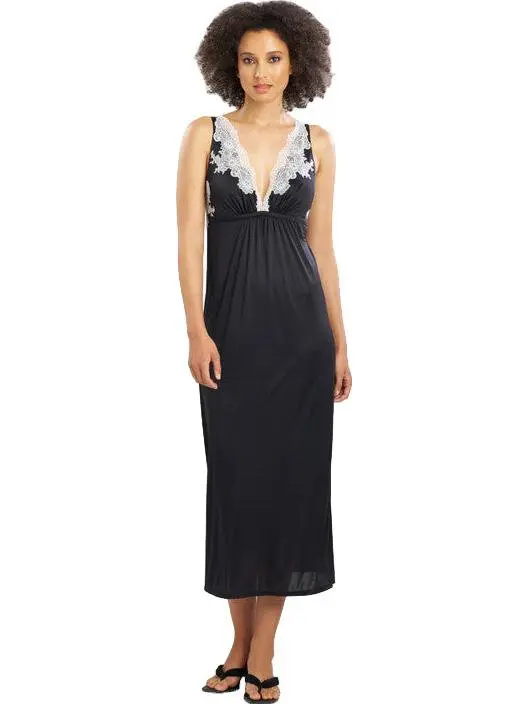 Natori Enchant Lace Applique Slip Dress - Black