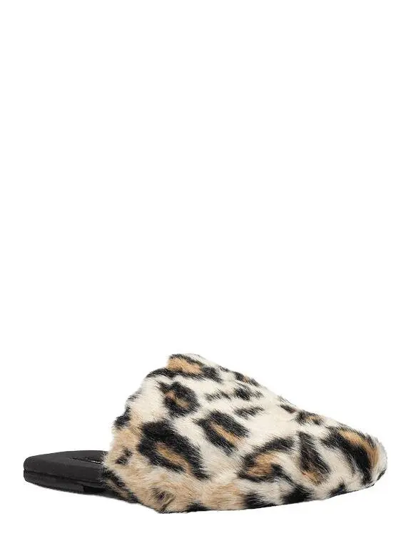 Natori Faux Leopard Fur Slides - Natural