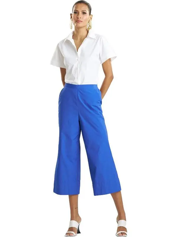 Natori Techno Poplin Cropped Pants - Blue