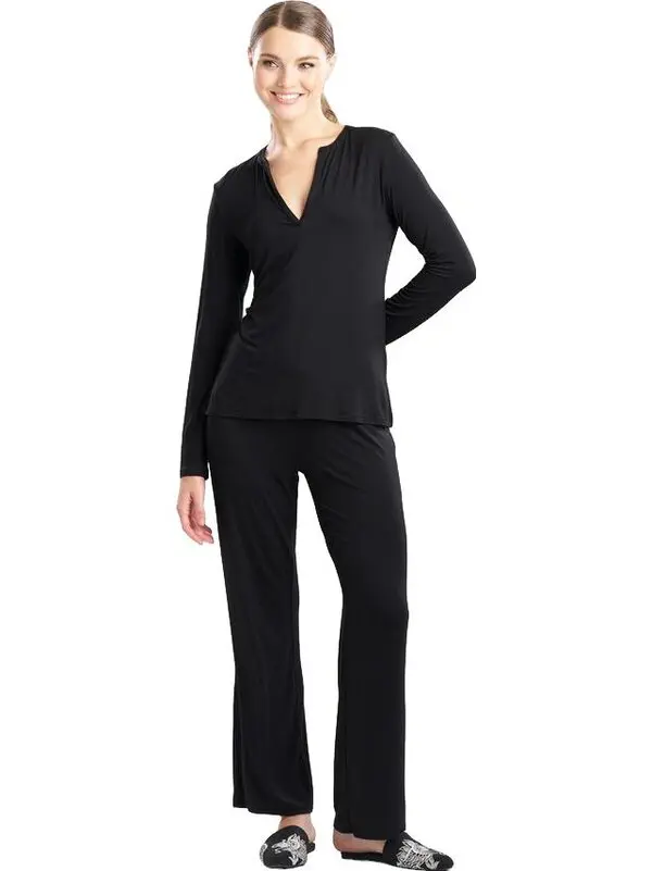 Natori Feathers Essentials Lenzing Ecovero Viscose Pj - Black