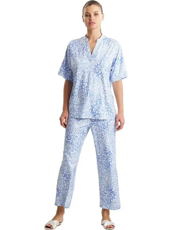 Natori Misty Leopard Knit Pajama Set - Blue / Multicolor