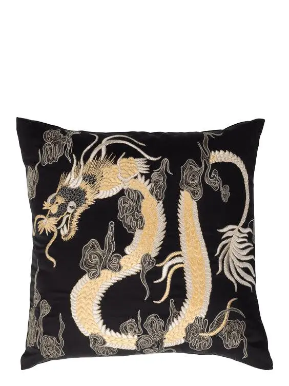 Natori Luxe Charm Dragon Embroidered Pillow - Black