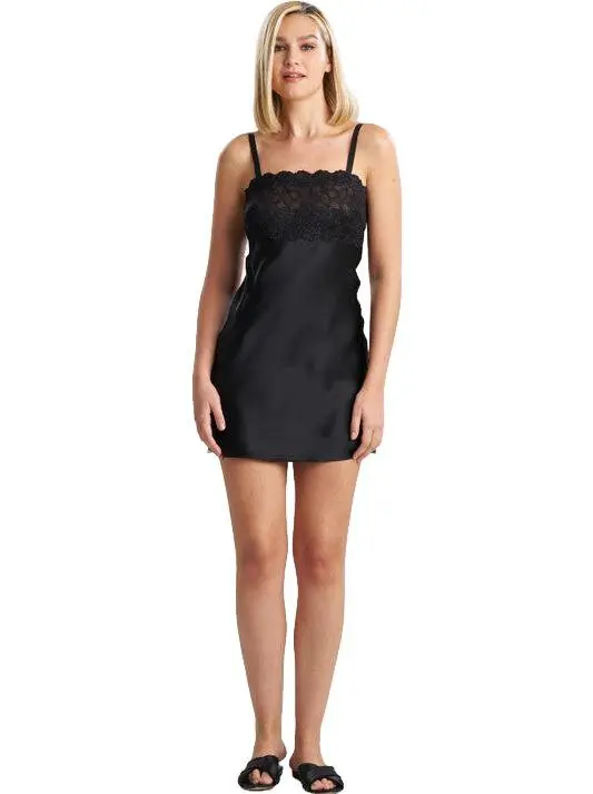 Natori Rose Parfait Lace Chemise - Black