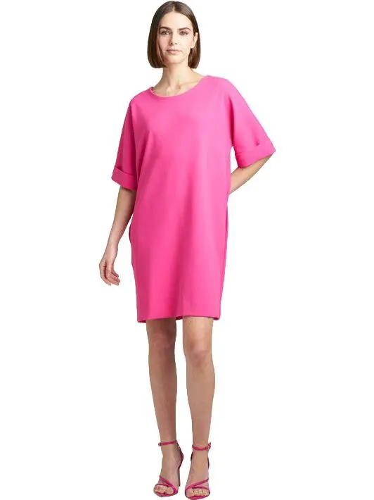 Natori Solid Knit Crepe T-shirt Dress - Pink / Purple