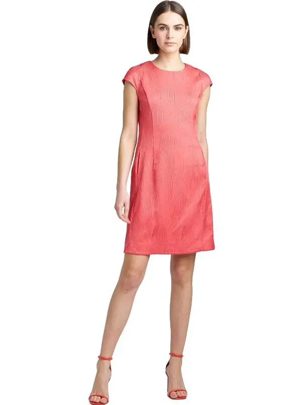 Natori Scroll Jacquard Shift Dress - Red