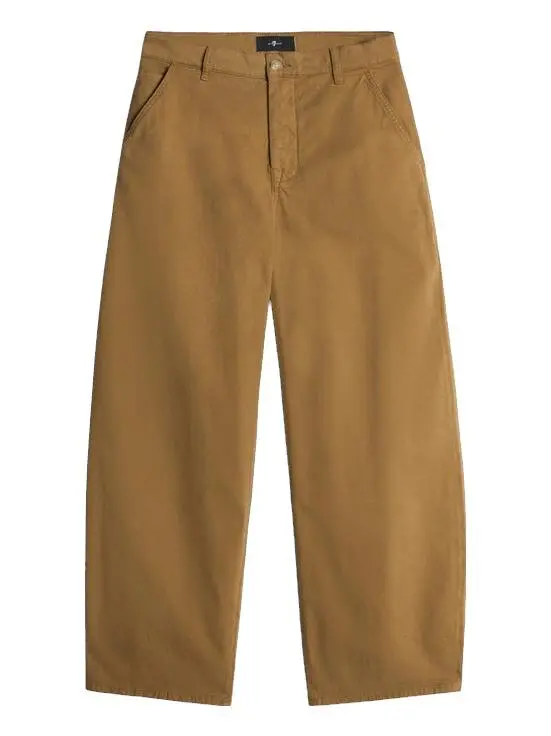 7 For All Mankind Comfort Twill Bonnie Barrel Leg Trousers - Natural