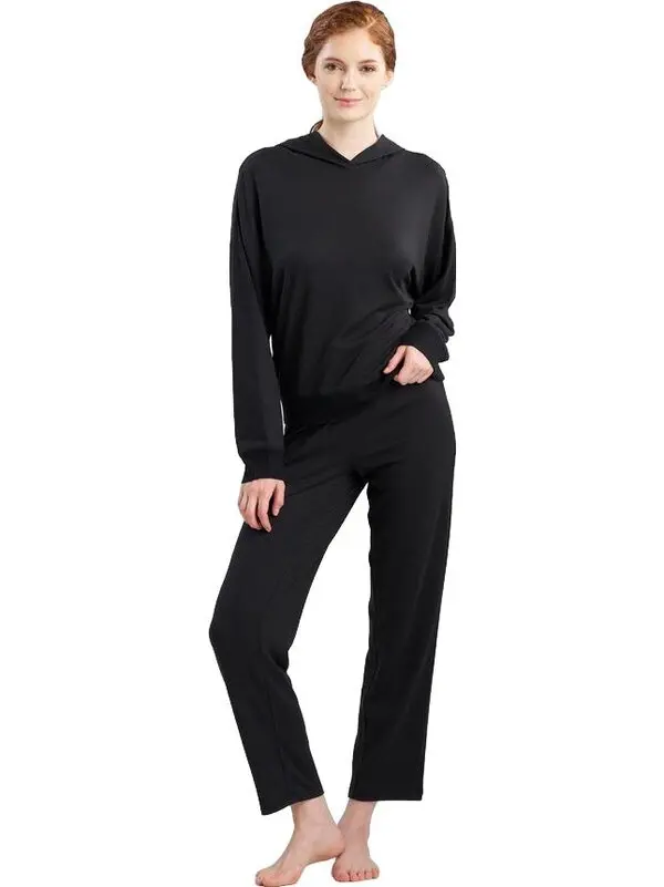 Natori Eden Rib Knit Everywhere Hoodie - Black
