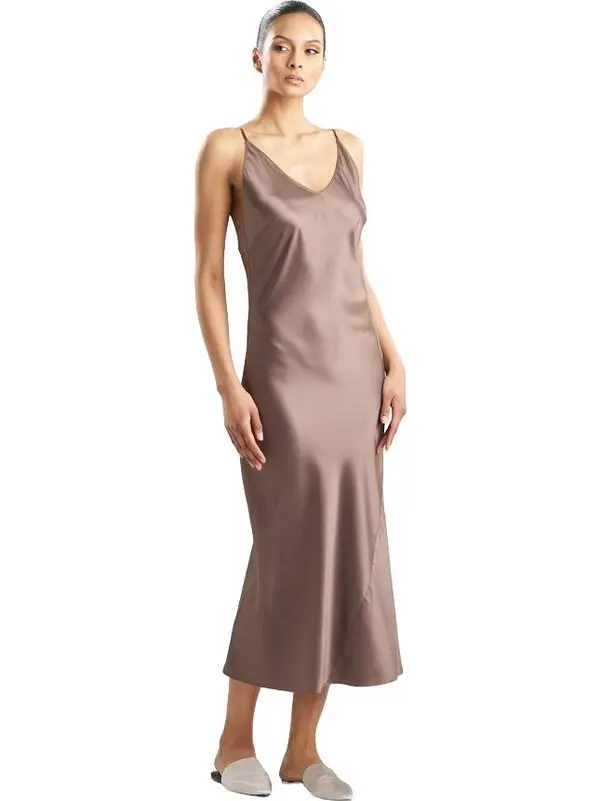 Natori Glamour V-neck Slip Dress - Brown
