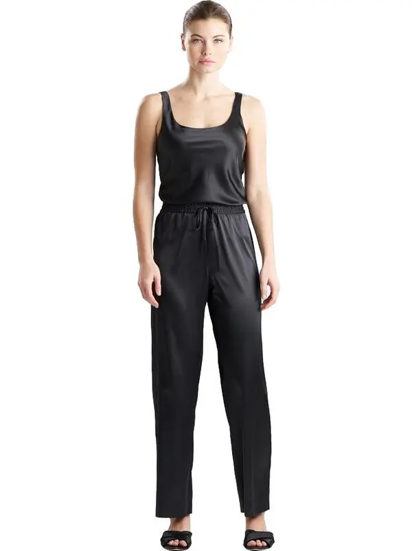 Natori Straight Leg Stretch Satin Pants - Black