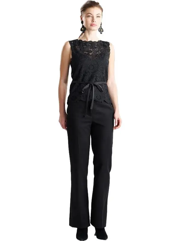 Natori Mantilla Lace Top - Black