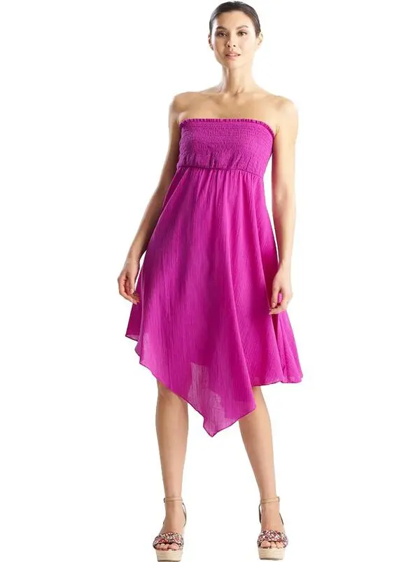 Natori Cotton Gauze Bandeau Dress - Pink / Purple