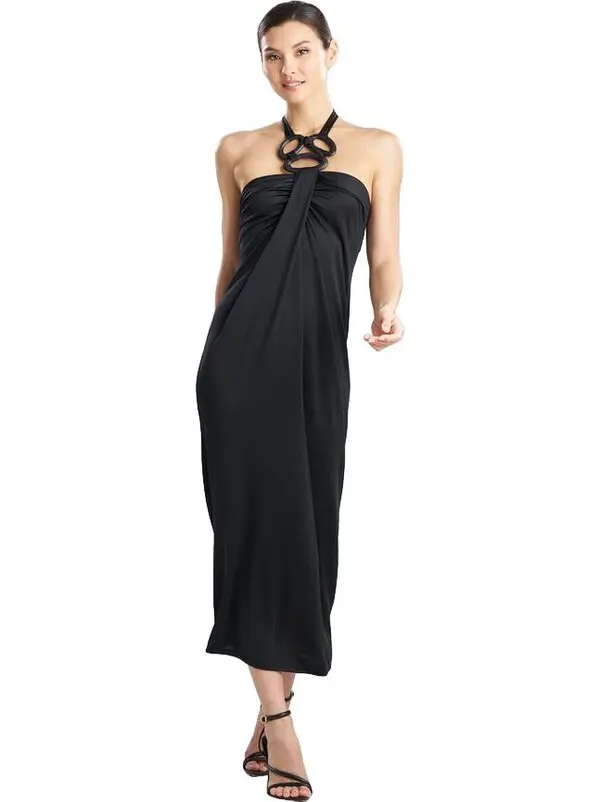 Natori Solid Jersey Halter Dress - Black