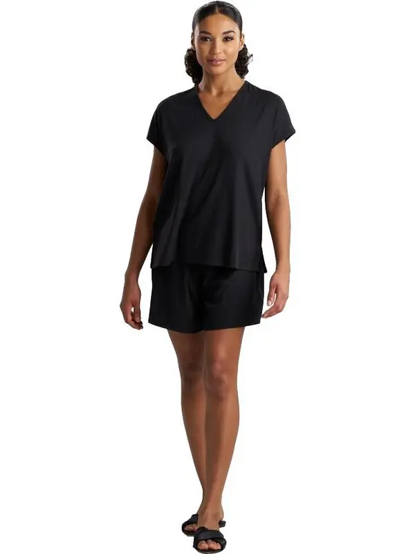 Natori Soothe Rib T-shirt Short Set - Black