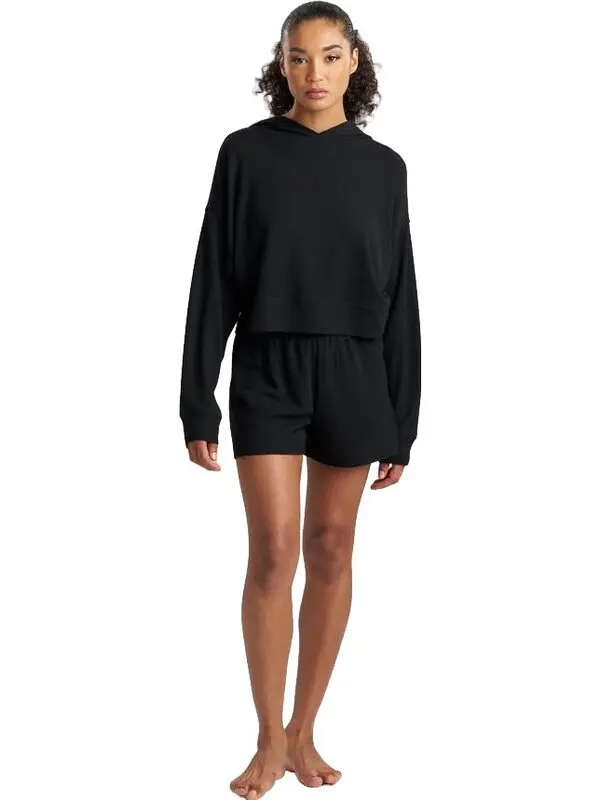 Natori Mila Waffle Hoodie - Black