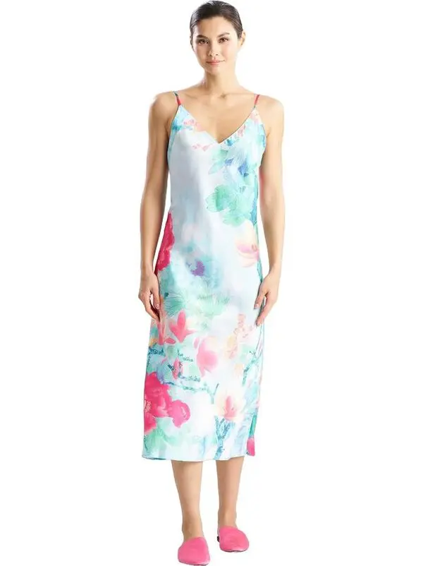 Natori Floral Garden Slip Dress - Blue