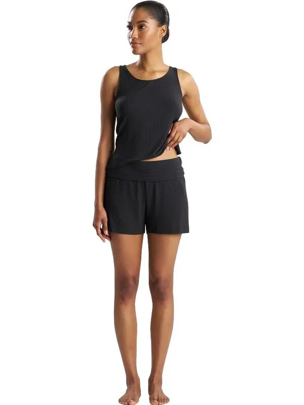 Natori Skye Rib Knit Ease Shorts - Black