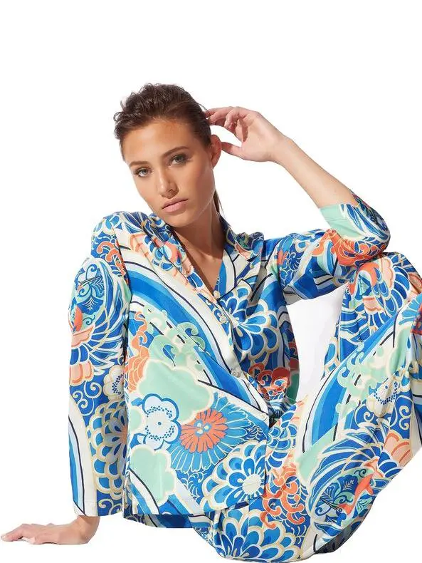 Natori Medallion Print Pajama Set - Blue