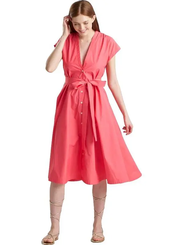 Natori Techno Poplin Tie Front Dress - Floral / Pink