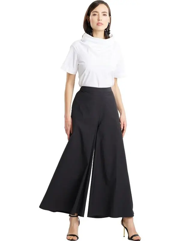 Natori Tech Cotton Taffeta Palazzo Pants - Black