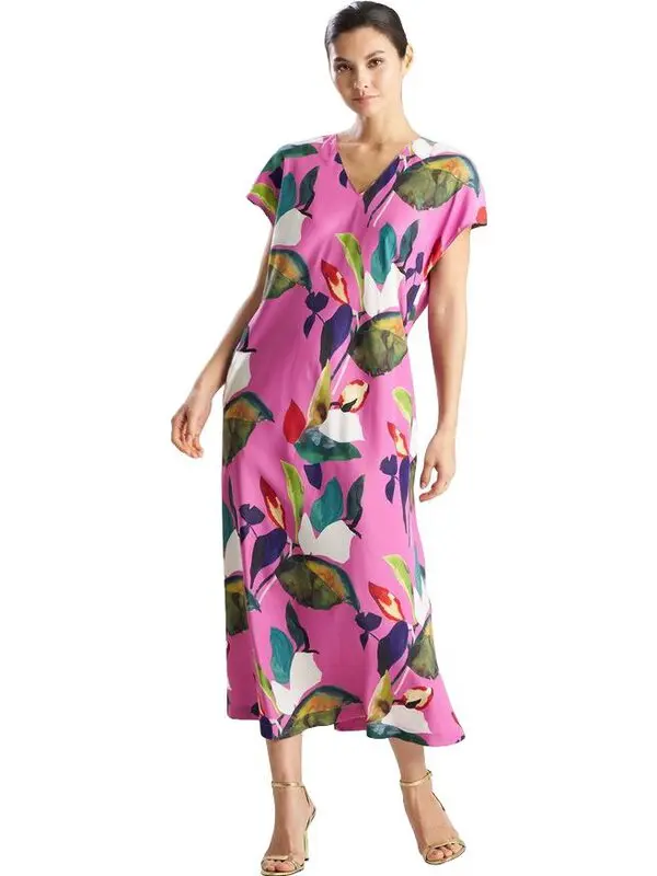 Natori Daido Short Sleeve Caftan - Pink / Purple
