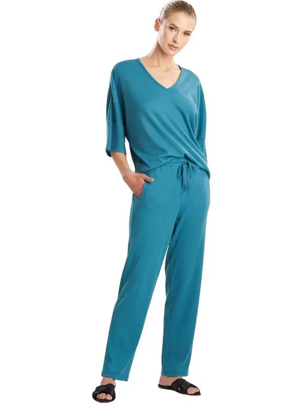 Natori Tranquility Waffle Tapered Pants - Blue