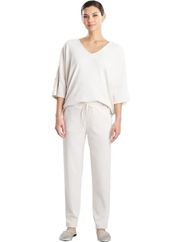 Natori Tranquility Waffle Tapered Pants - White