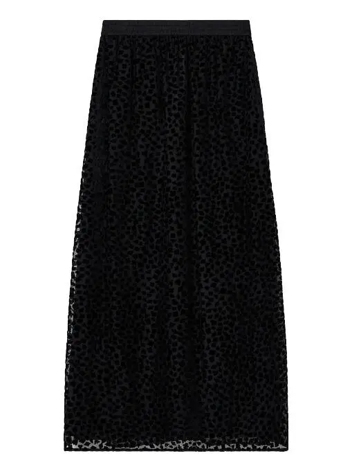 Emporio Armani Long Skirt In Devoré Tulle - Black