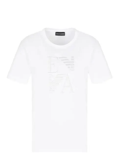 Emporio Armani Organic-jersey T-shirt With Logo Embroidery - White