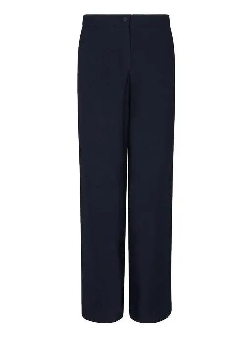 Emporio Armani Icon Trousers In Fluid Armure Fabric - Blue
