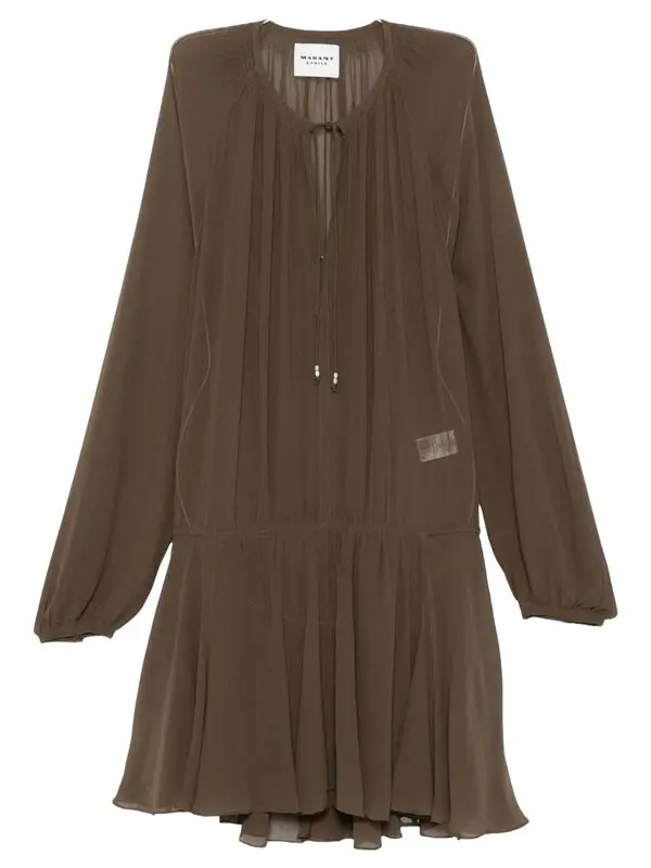 Isabel Marant Pleated Viscose Dress - Brown